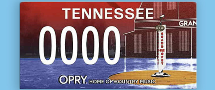 Opry license plate for Tennessee drivers - Bluegrass Today